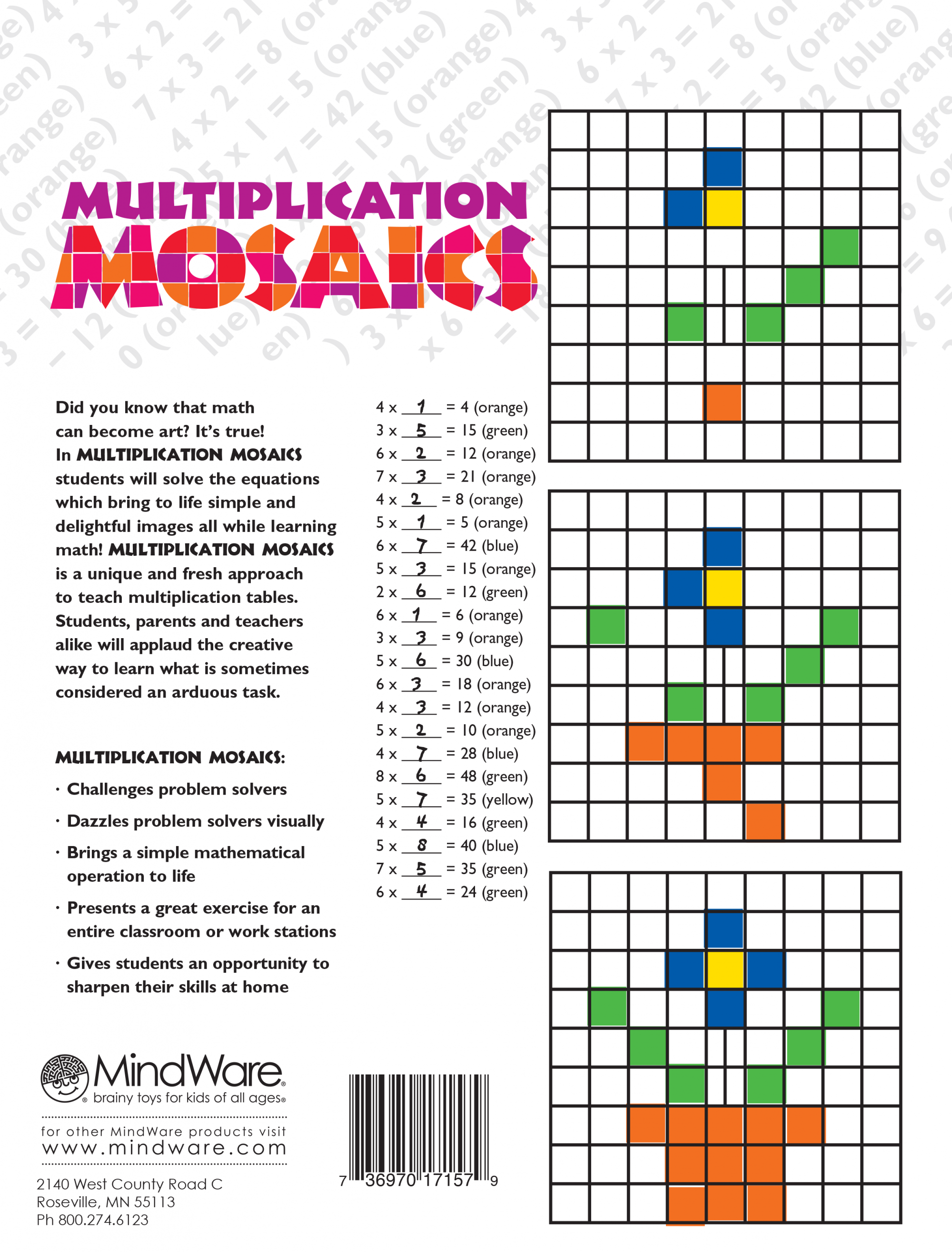 The STEAM Room » Math Mosaics: Multiplication